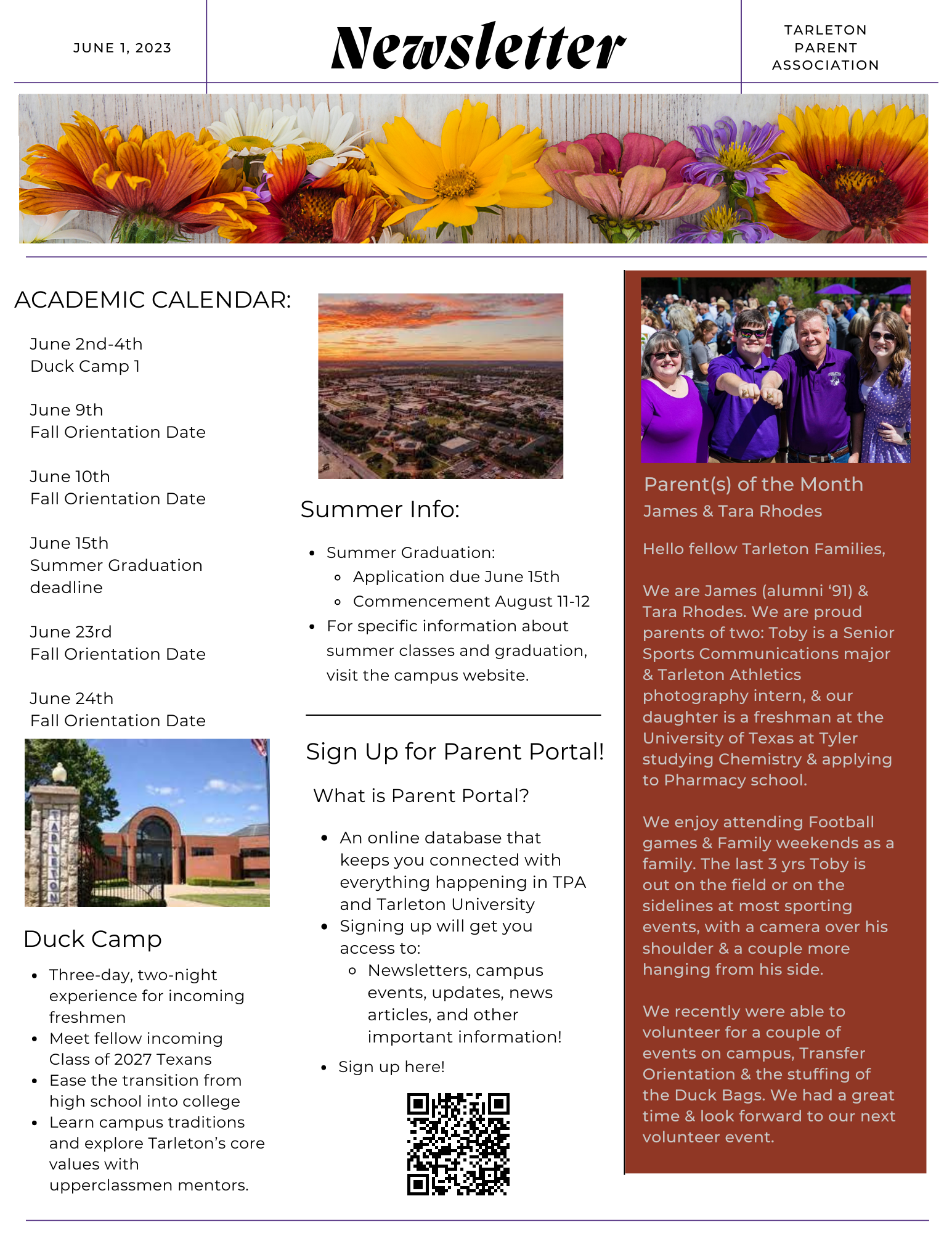 June | The Tarleton State University Parent and Family Experience